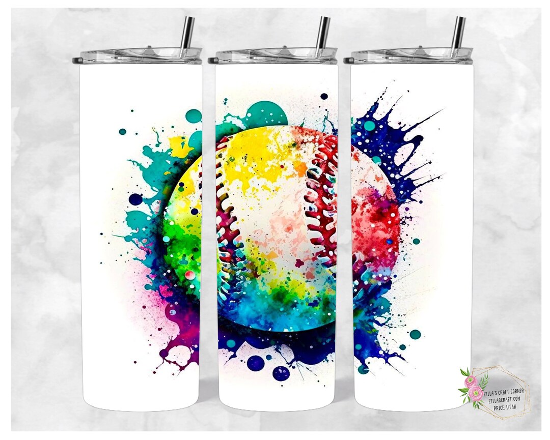 Baseball Alcohol Ink Paint Splatter 20oz Skinny Tumbler/sublimation ...