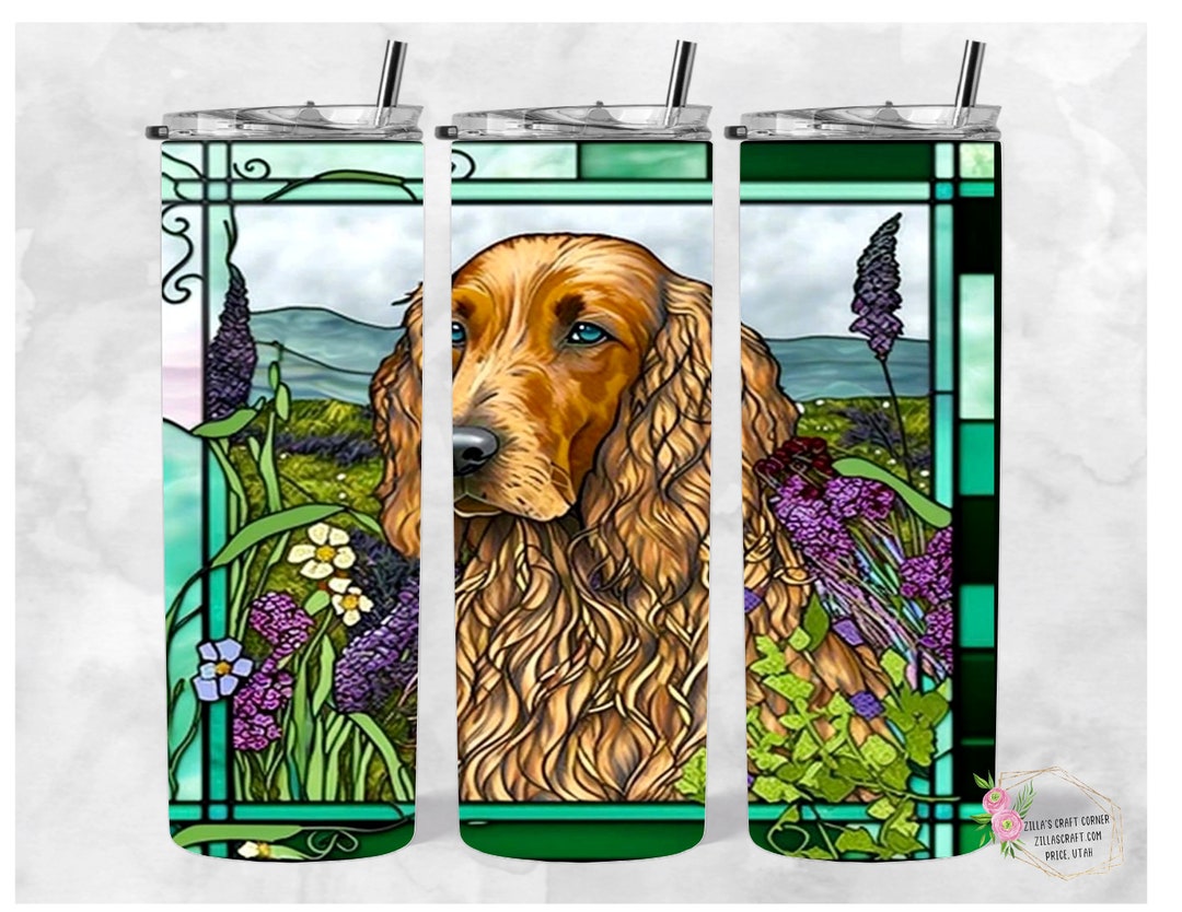 Irish Setter Stained Glass Golden Retriever 20 Oz Skinny Tumbler ...
