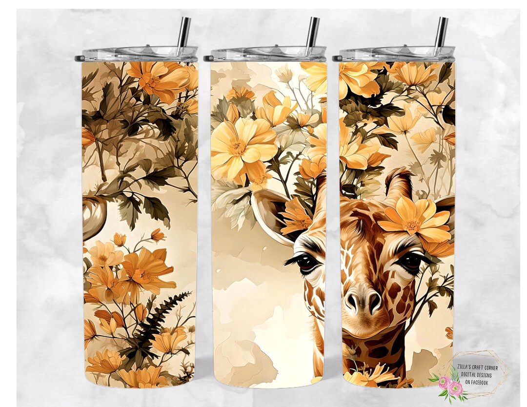 Ginny the Giraffe Watercolor 20oz Tumbler Wrap, PNG, Seamless Design ...