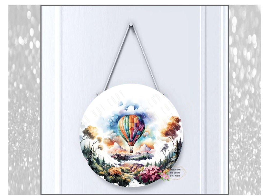 Hot Air Balloon Door Hanger: Watercolor Landscape (digital Download) - Etsy
