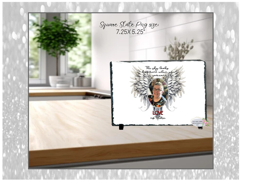 Memorial Slate With Wings - Photo Sublimation Design (digital Download ...