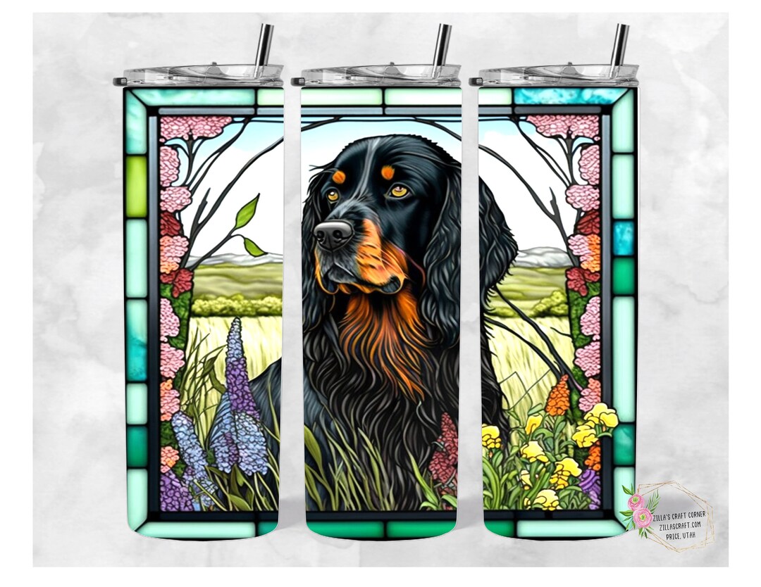 Gordon Setter Stained Glass, Stained Glass Dog 20 Oz Skinny Tumbler ...