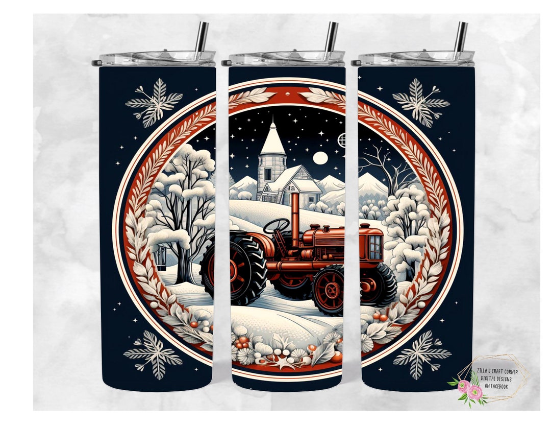 Winter Classic Red Tractor 20oz Wrap PNG Sublimation Digital - Etsy