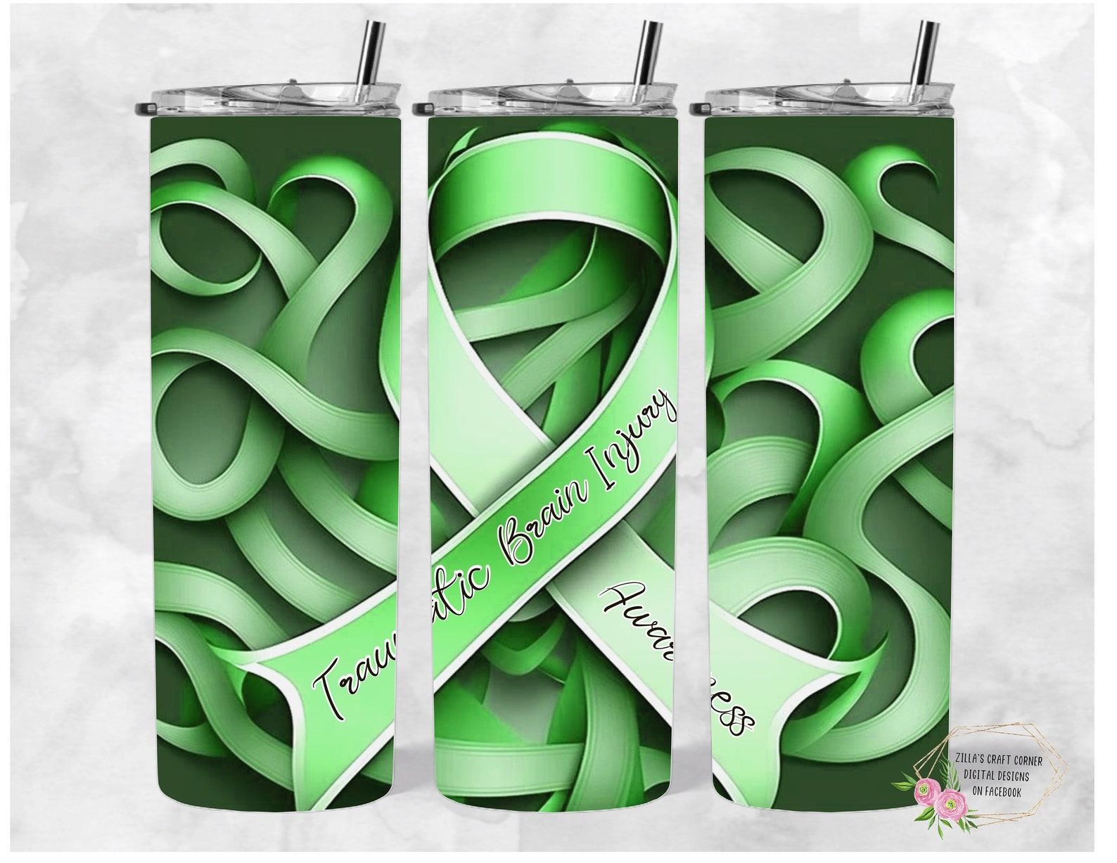 Traumatic Brain Injury Awareness Ribbon 20oz Tumbler Design (PNG ...