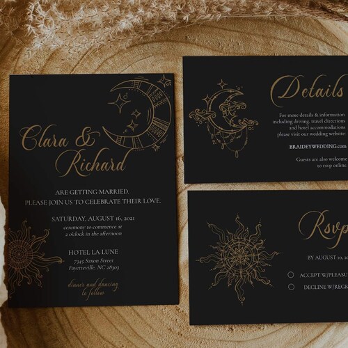 Celestial Wedding Invitation Template for Black Witchy Wedding - Etsy