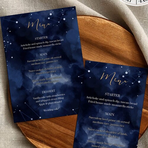 Starry Night Wedding Menu Card Template for Celestial Witchy - Etsy Canada