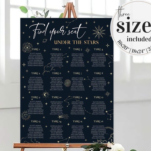 Moon Wedding Seating Chart for Celestial Wedding | Etsy