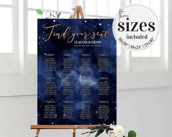 Celestial Wedding Seating Chart With Stars Constellation for - Etsy