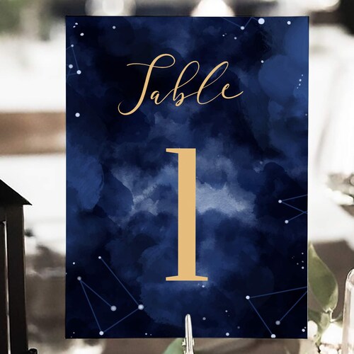 Celestial Table Numbers Sign Template for Starry Night Wedding | Etsy