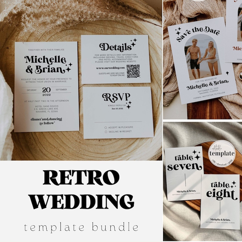 Retro Wedding Invitation - Etsy