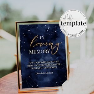 In Loving Memory Printable Template Reserved Seating Sign for Celestial ...