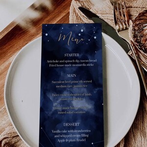 Starry Night Wedding Menu Card Template for Celestial Witchy | Etsy Canada