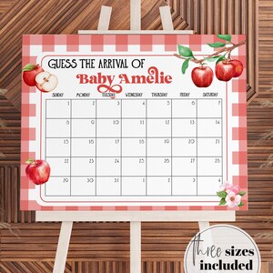 Apple Guess Babys Due Date Sign Fall Baby Shower Game Sign for Apple of ...