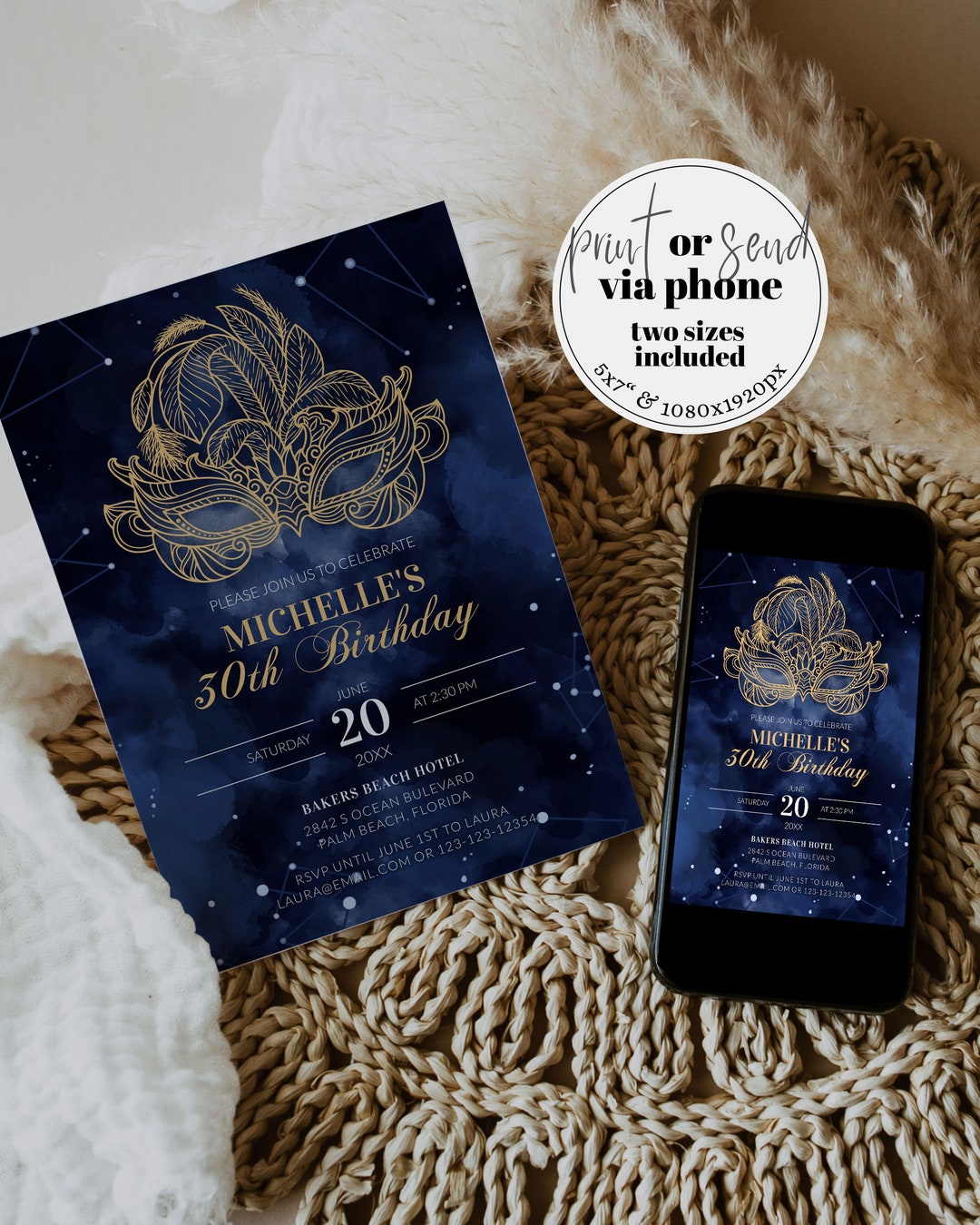 Luxury Masked Party Invitation Quinceanera, 30th Birthday, Sweet ...