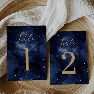 Celestial Table Numbers Template, Starry Night Galaxy Wedding Printable ...
