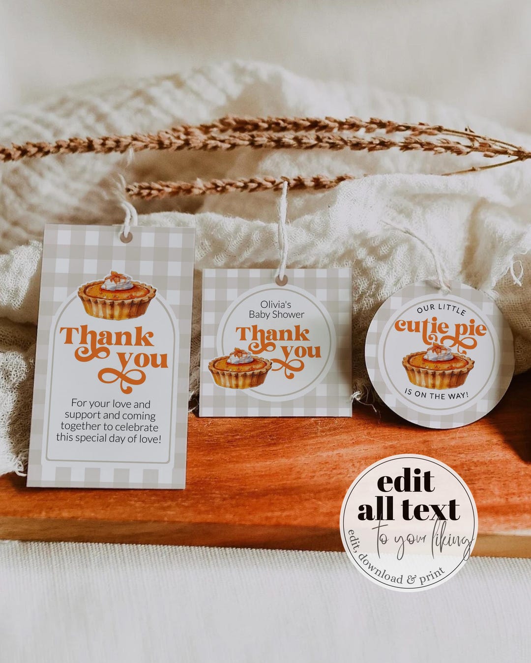 Cutie Pie Baby Shower Favor Tags, Pumpkin Pie Baby Shower Sticker, Fall ...