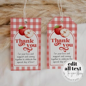 Apple Themed Party Favor Tags Sticker, Apple of Our Eye Thank You Tag ...