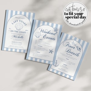 Coastal Bachelorette Invitation Itinerary, Last Toast on Coast ...