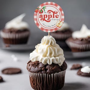 Apple Themed Party Favor Tags Sticker, Apple of Our Eye Thank You Tag ...