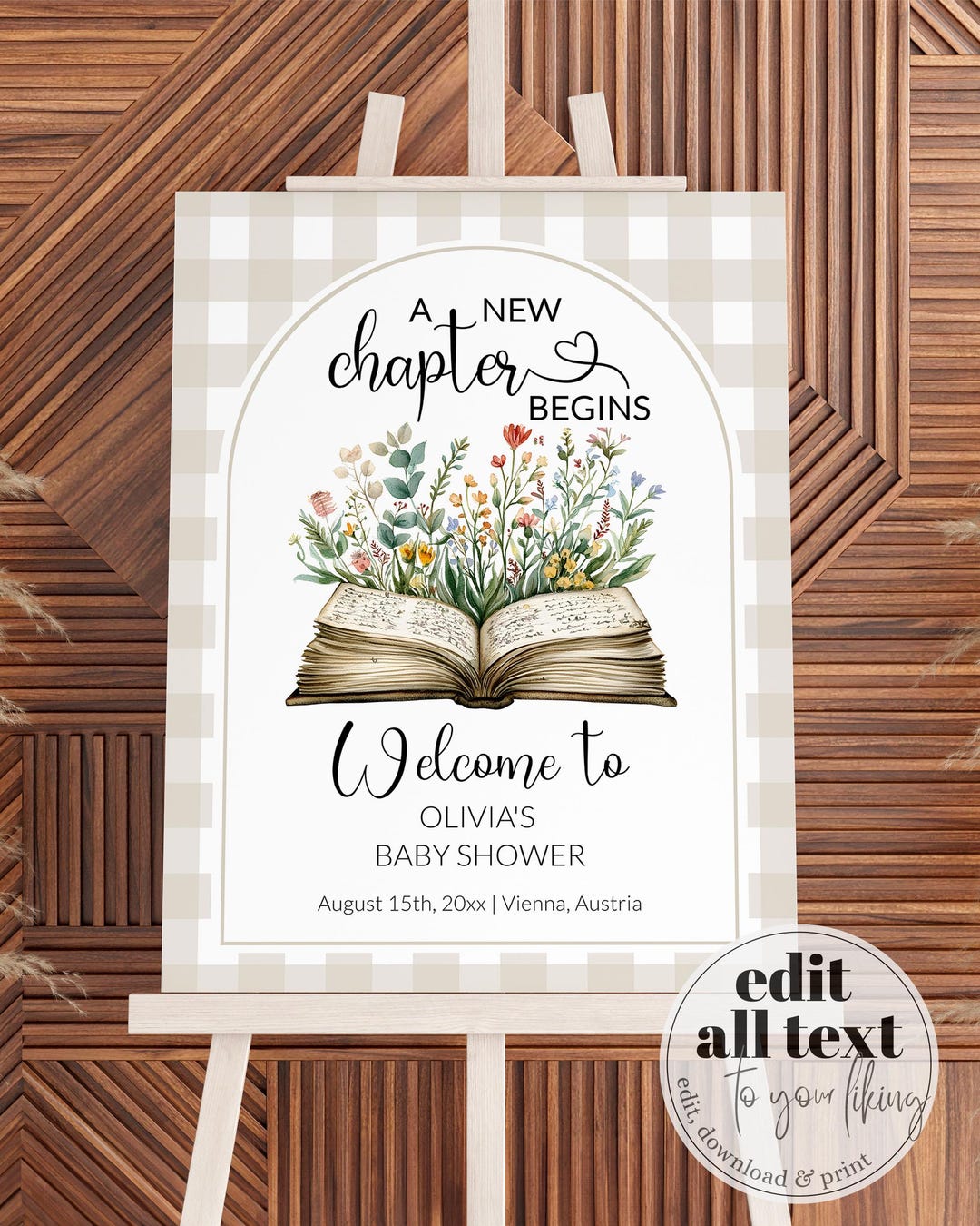 New Chapter Begins Storybook Baby Shower Welcome Sign, Gender Neutral ...