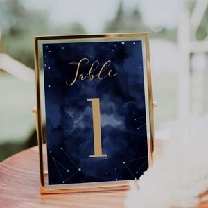 Celestial Table Numbers Sign Template for Starry Night Wedding | Etsy UK