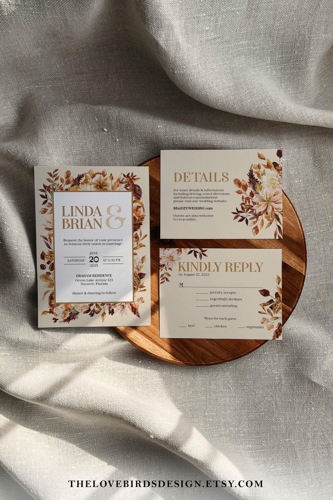 Fall Wedding Invites, Invitation Template Download, Autumn Wedding ...