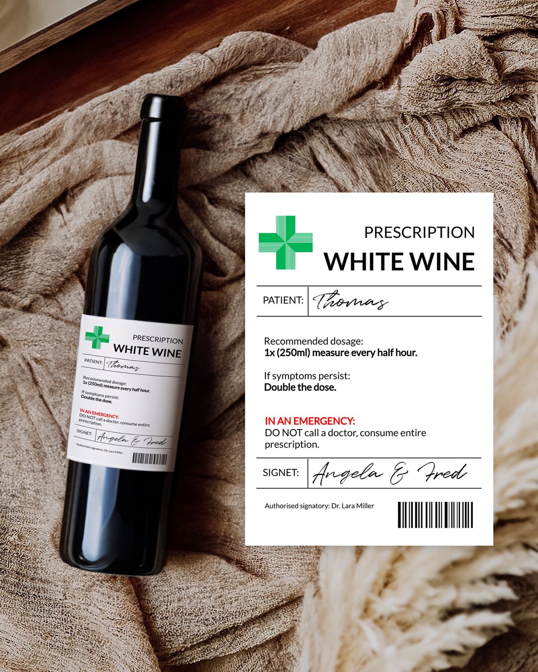 Personalised Prescription Wine Bottle Label: Novelty Gift Wine Lover ...