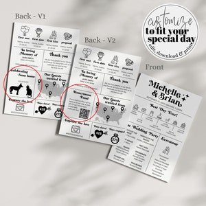 Retro Wedding Program Template With Timeline Itinerary and Fun ...