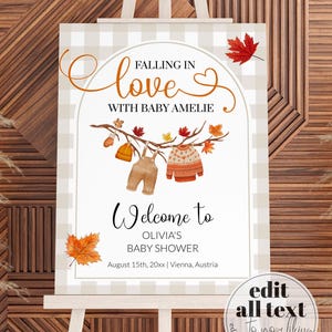 Editable Fall Baby Shower Welcome Sign, Gender Neutral Fall Themed ...
