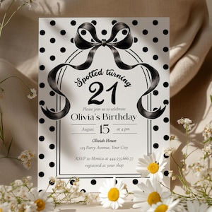 Polka Dot Birthday Invitation, Spotted Retro Party Invite Editable ...