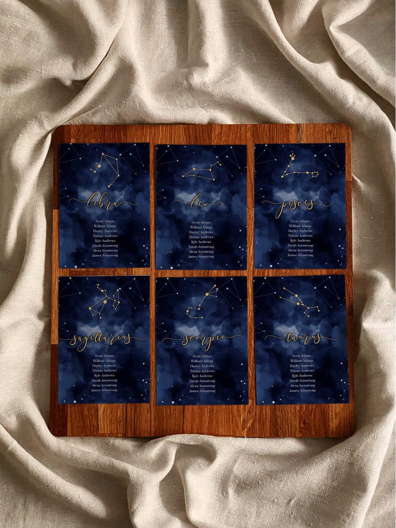 Celestial Wedding Decor Constellation Seating Chart Cards With - Etsy