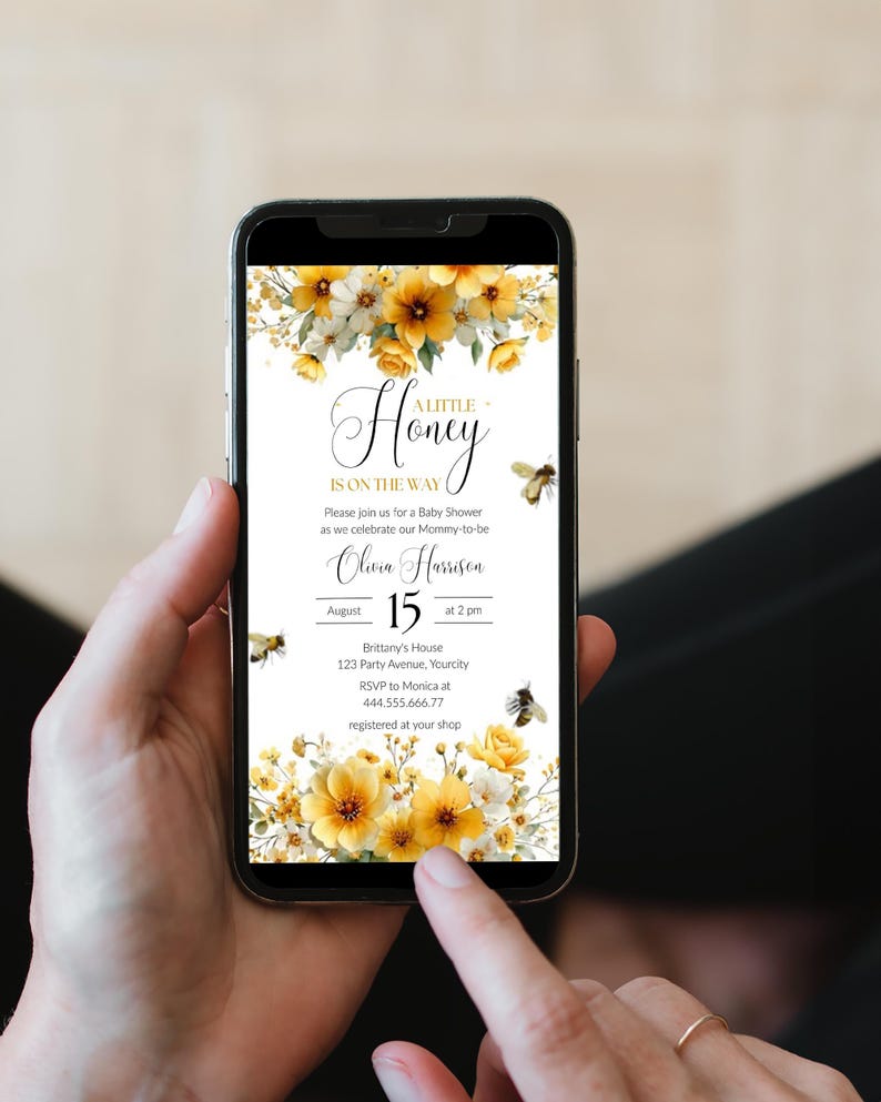 Animated Honey Bee Baby Shower Video Invitation Template, Digital ...