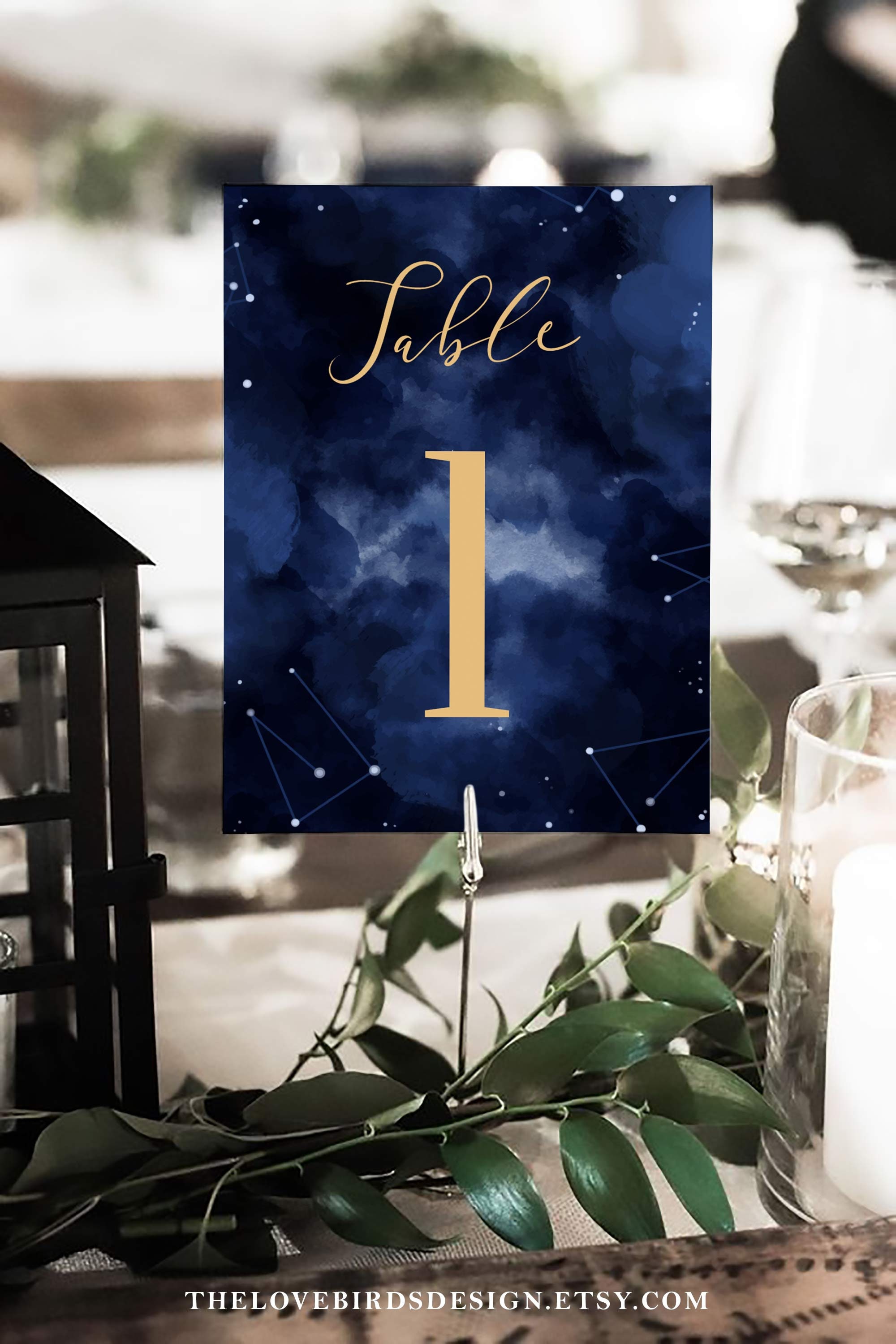 Celestial Table Numbers Sign Template for Starry Night Wedding - Etsy UK