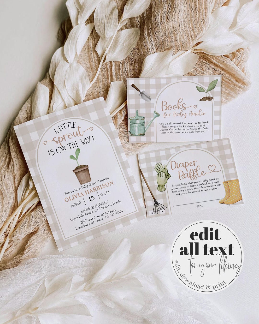 Little Sprout Baby Shower Invitation Bundle Grown With Love Gender ...