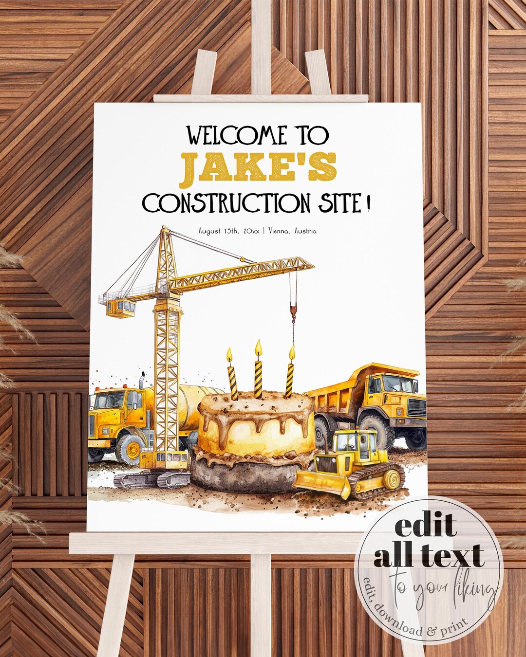 Boy Construction Party Dumptruck Diggin Birthday Welcome Sign ...