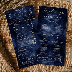 Celestial Wedding Programs | Moon Wedding Program Template for Starry Night Ceremony| Newspaper ...