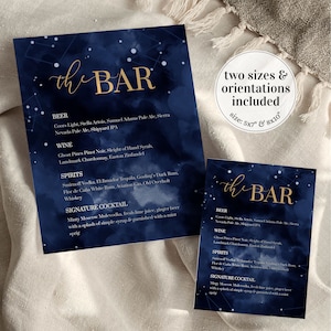 Celestial Bar Menu Sign Template, Moon and Stars Signature Drink ...