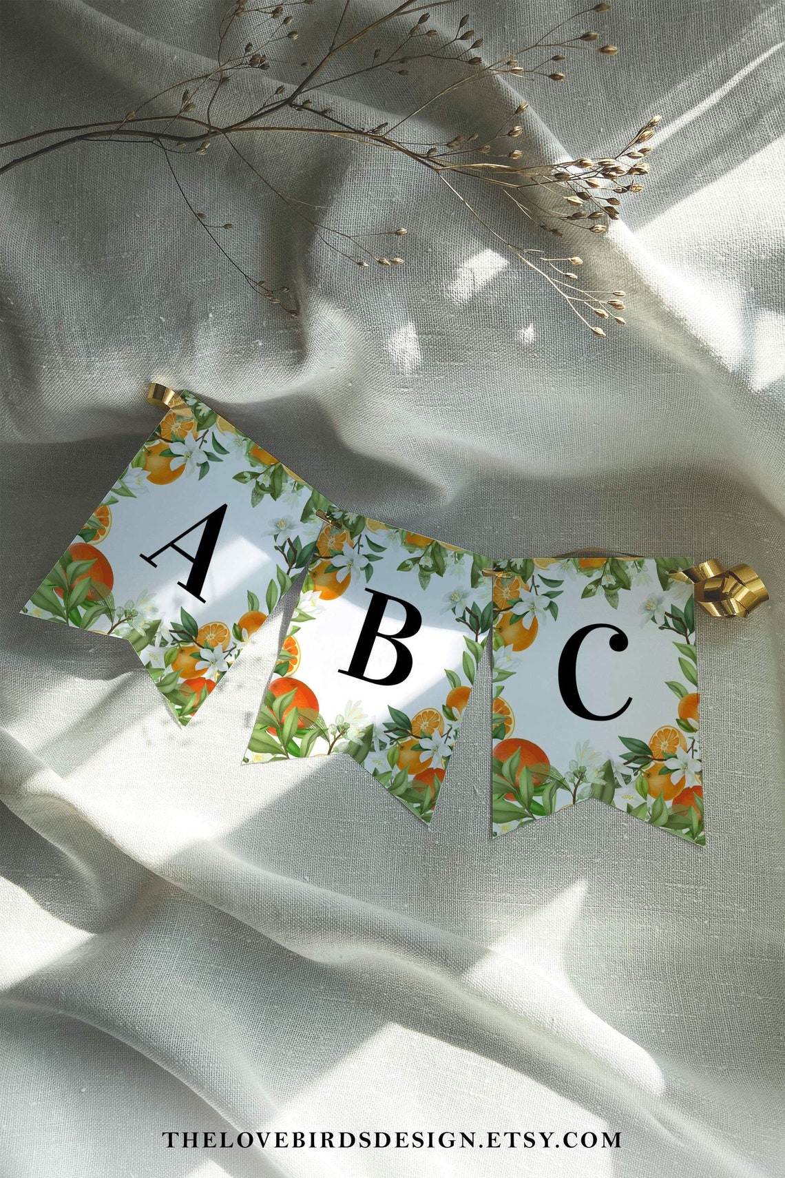 Cutie Orange Printable Paper Banner Template DIY Garland | Etsy