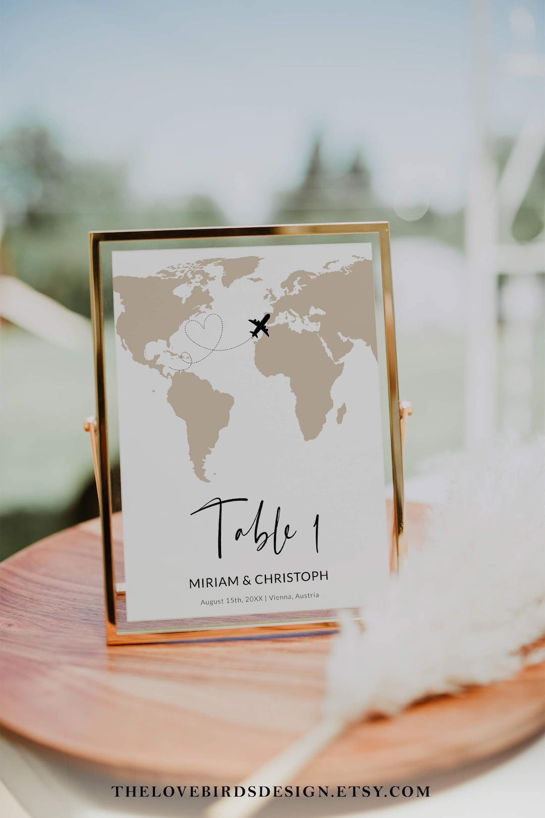 Destination Wedding Table Numbers Template, World Map Travel Theme ...