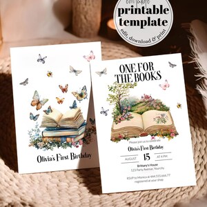 ONE for the Books First Birthday Invitation, Chapter One Story Book 1st ...