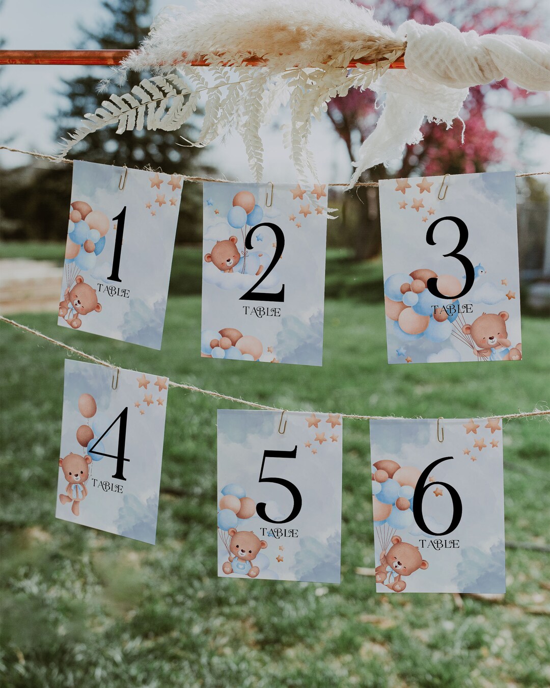 Editable Table Numbers Sign, We Can Bearly Wait on Cloud Nine, Boho ...