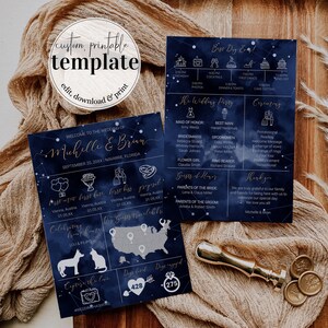 Celestial Wedding Newspaper Program With Timeline and Itinerary Under the Moon and Stars ...