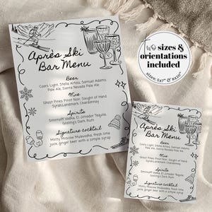 Winter Apres Ski Bar Menu Sign, Handwritten Signature Cocktail Drinks ...