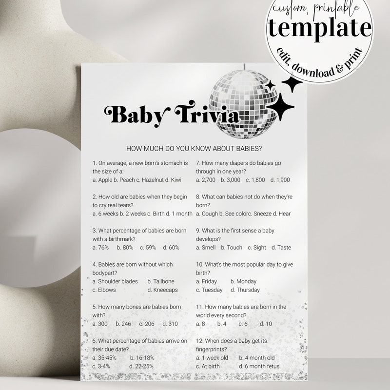 Baby Shower Trivia - Etsy