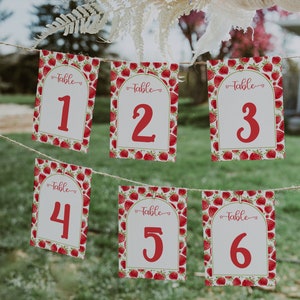 Berry First Birthday Table Numbers Template, Berry Sweet Baby Shower ...