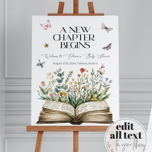 New Chapter Begins Storybook Baby Shower Welcome Sign, Once Upon a Time ...