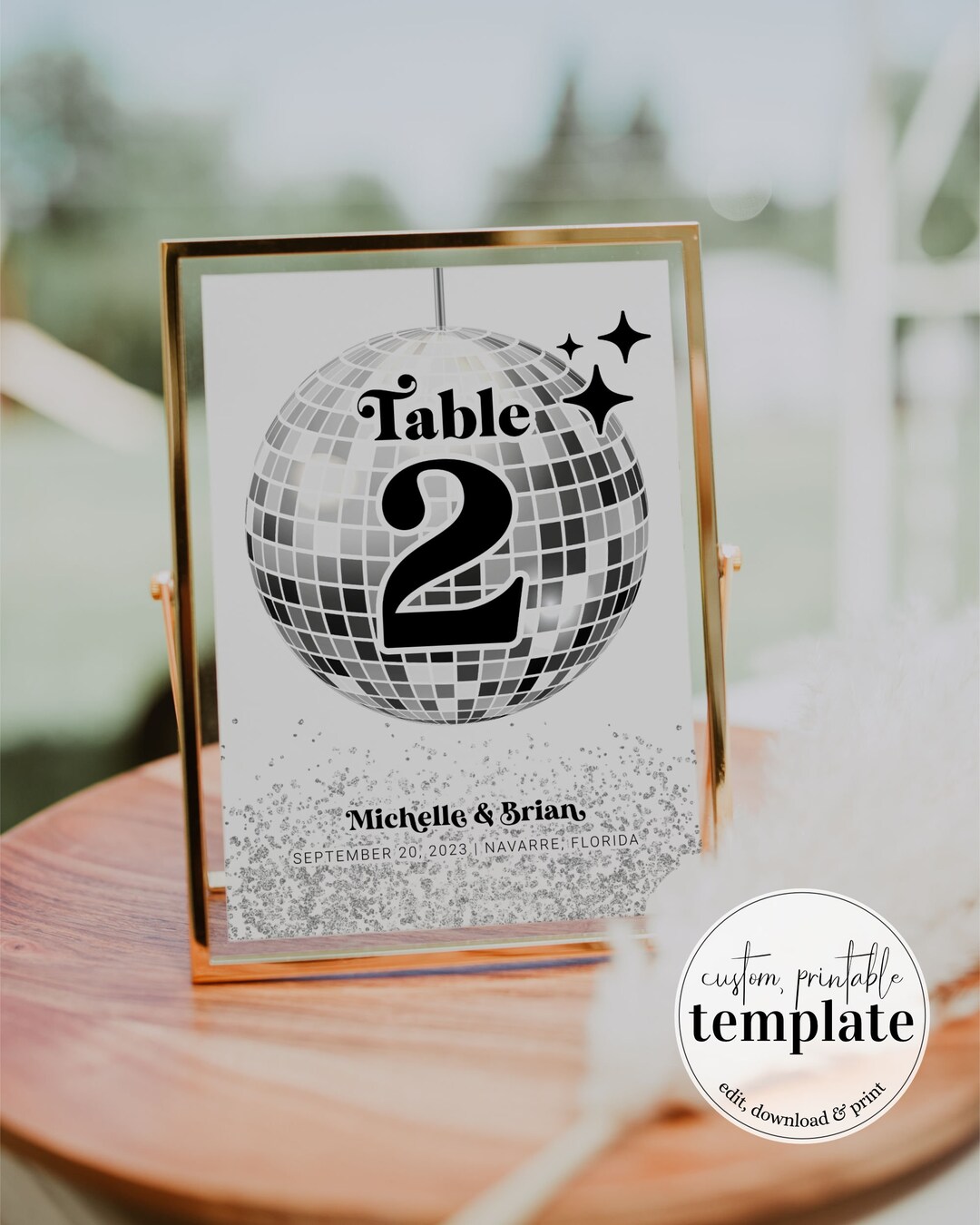 Disco Table Number Templates for Retro Wedding or Groovy Baby Shower ...