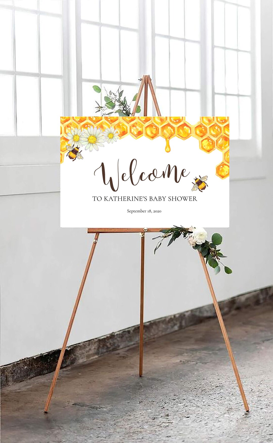 Bee Themed Baby Shower Welcome Sign Template for Winnie Gender - Etsy