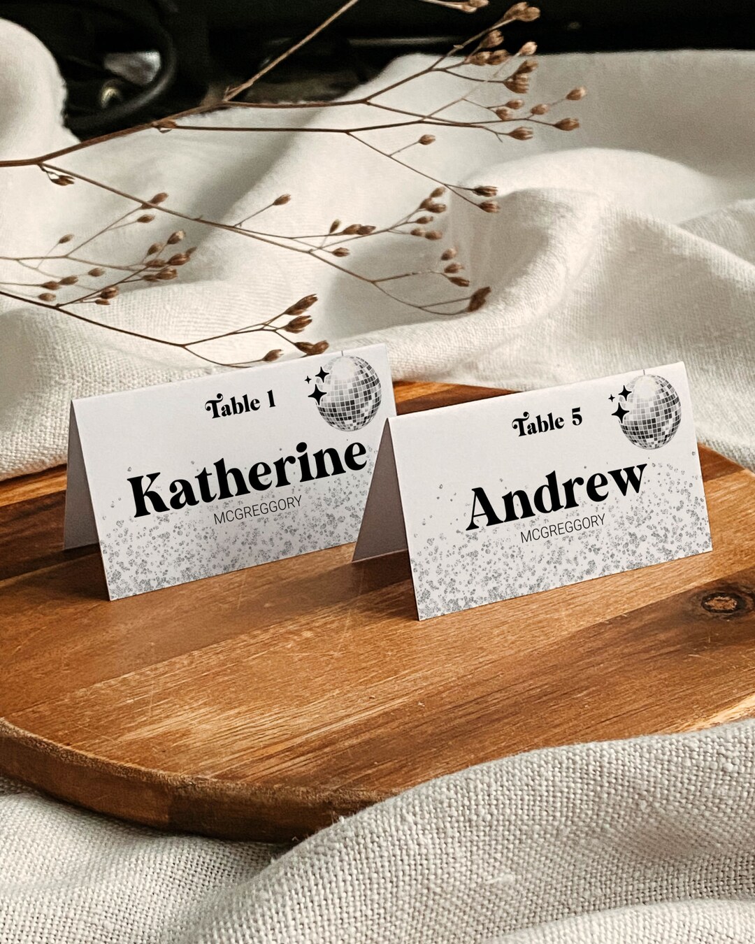 Editable Place Card Template With a 70s Disco Theme for Groovy Baby ...