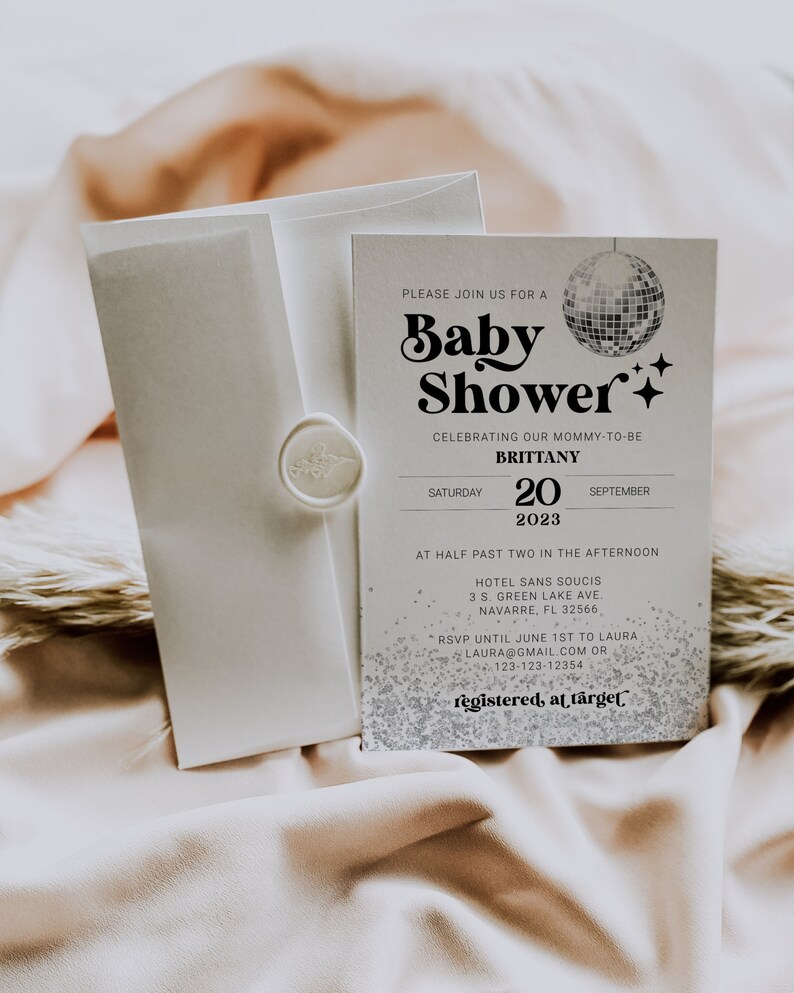 Disco Baby Shower Template With Diaper Raffle and Books for - Etsy